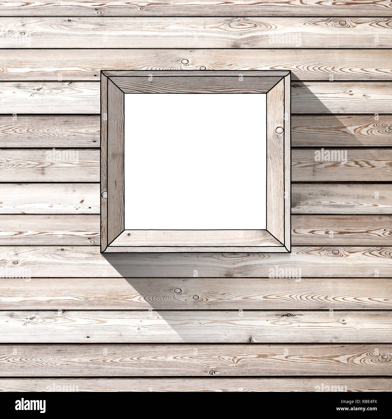 3d illustration sketch rendering of blank square picture frame on ...