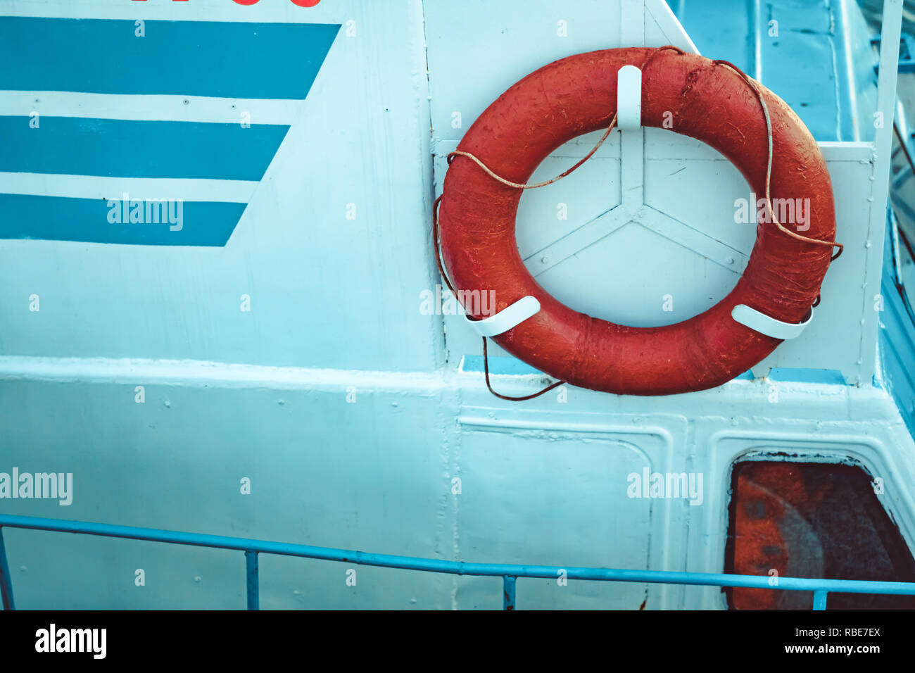 Antique rescue boy on an old ship Stock Photo - Alamy
