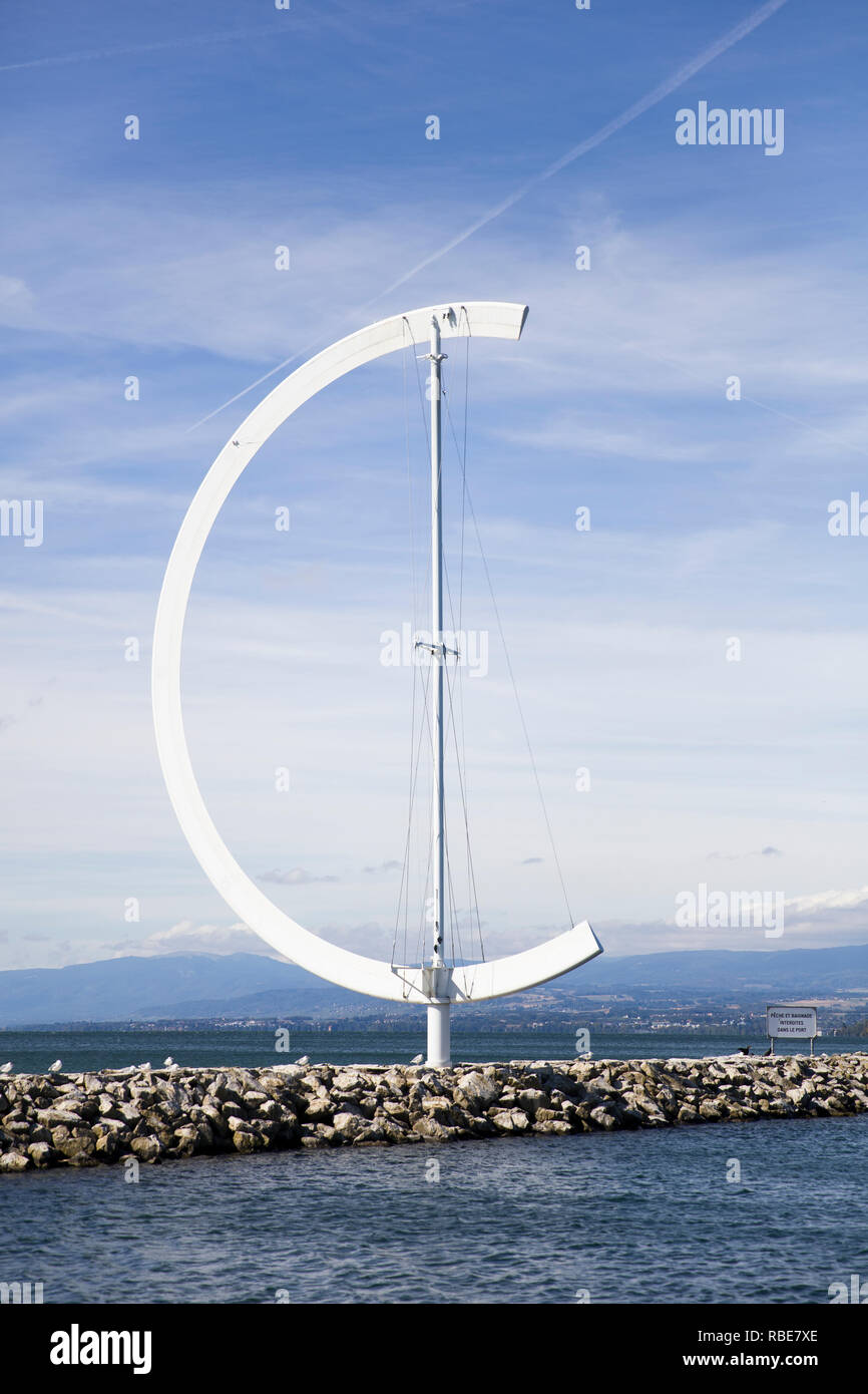 High wind indicator Girouette d'Ouchy at waterfront in Lausanne ...