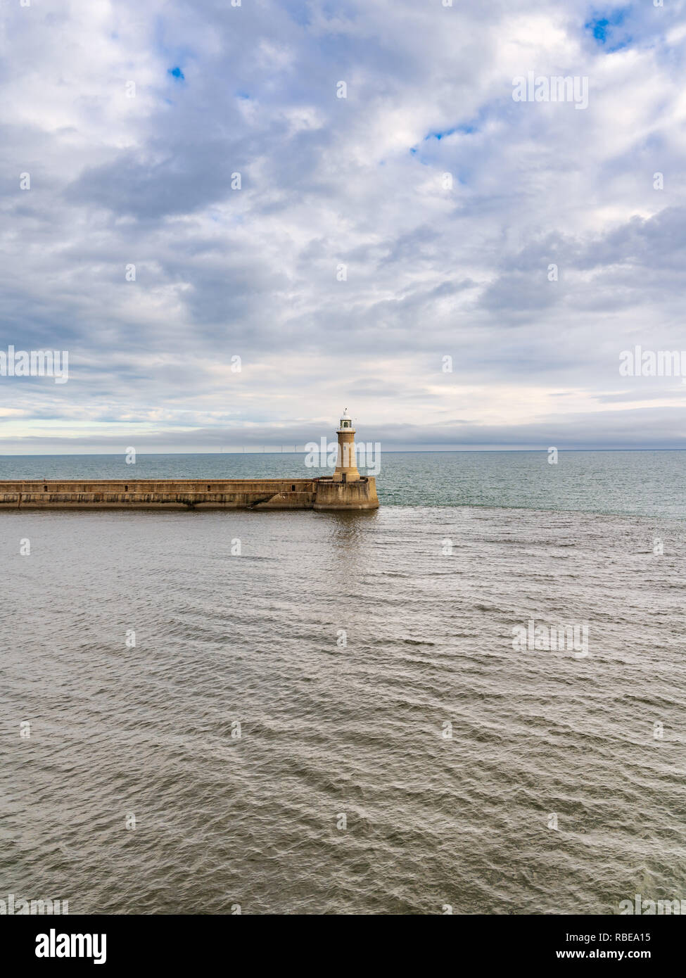 Approaching the River Tyne North Pier in Tynemouth from the North Sea ...