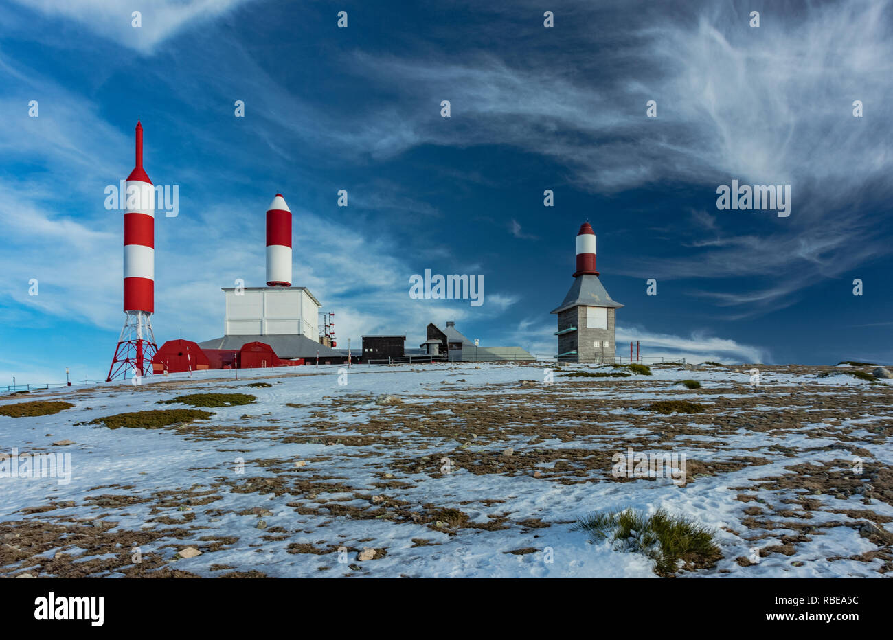 Transmission building in the mountain range on the north of Madrid ...