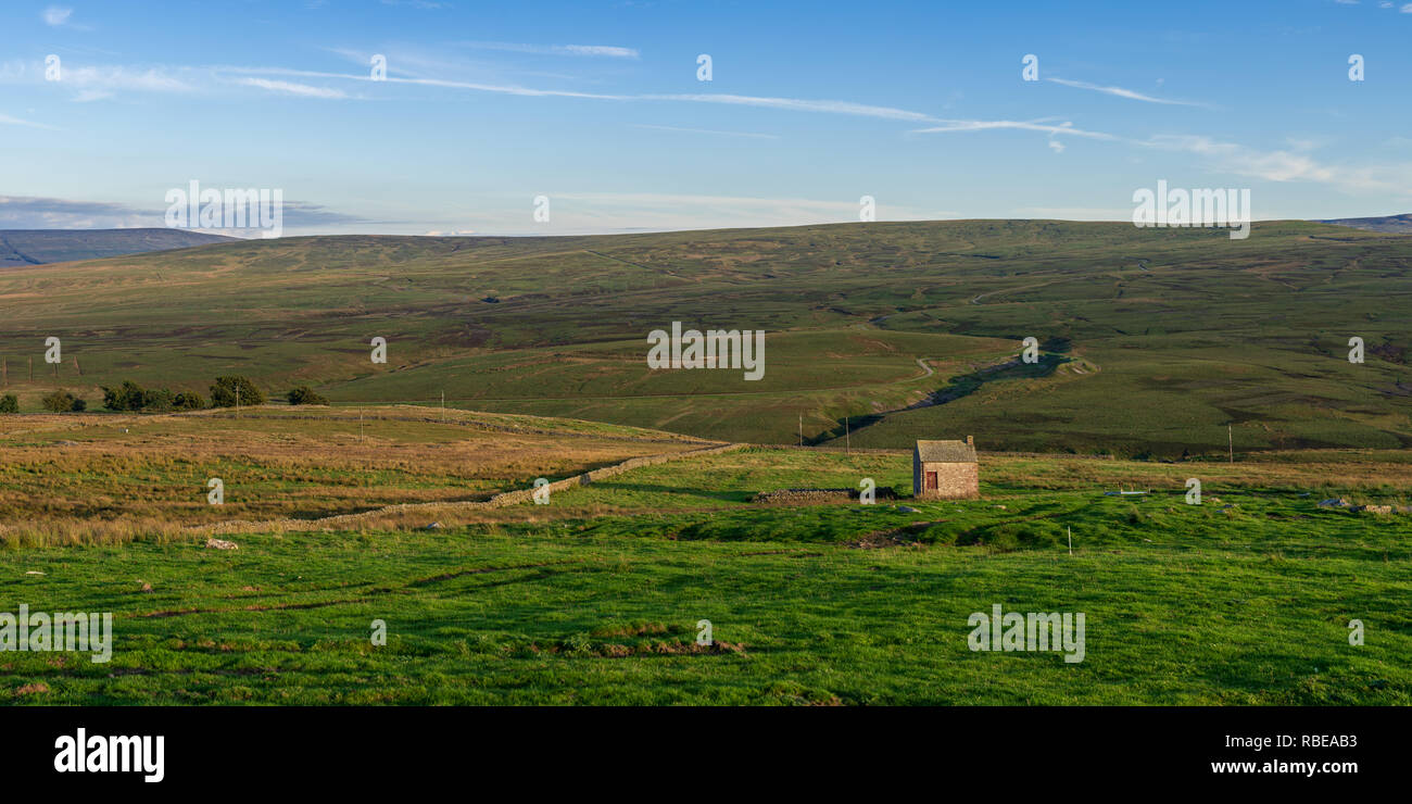 Cumbria landscape with a stone hut, seen from the A686 between Alston ...