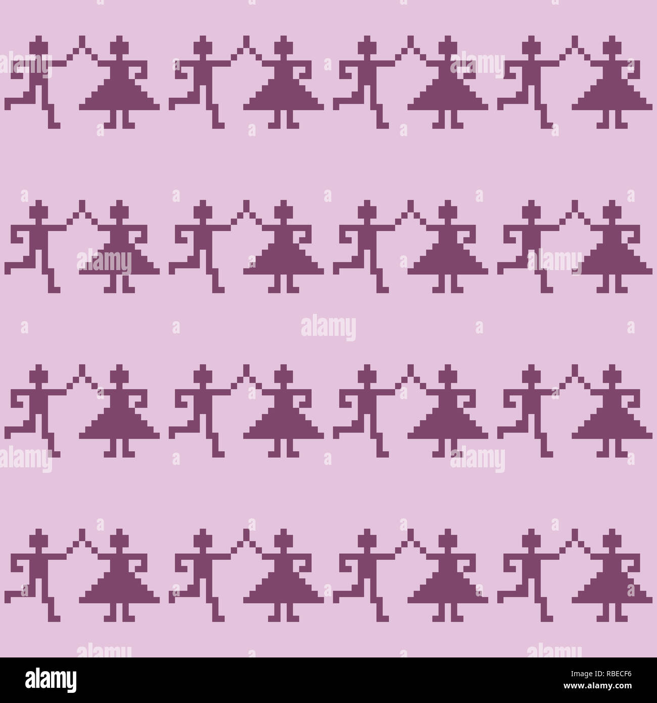 Seamless ethnic pixel pattern with dancing people Stock Photo - Alamy