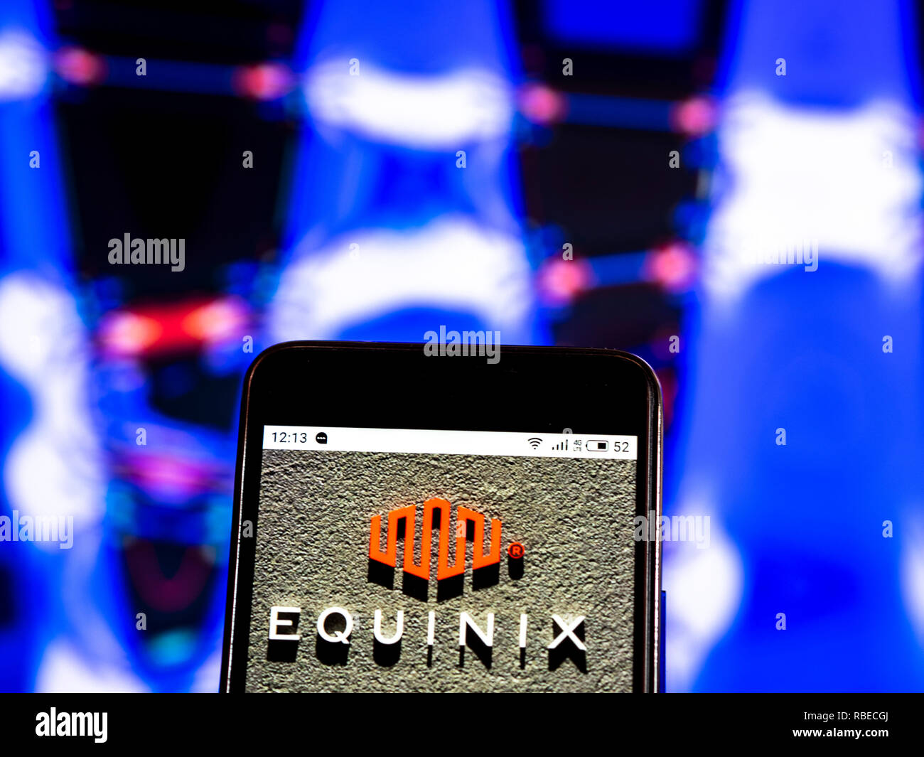 Equinix Internet services company logo seen displayed on smart phone ...
