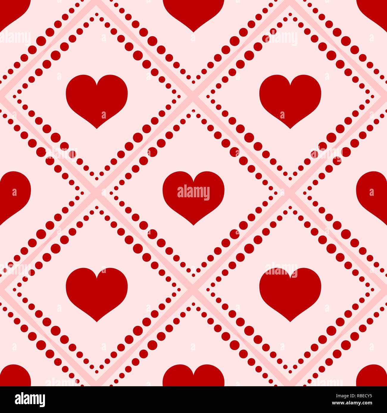 Seamless red hearts pattern isolated on white background vector, eps10 ...