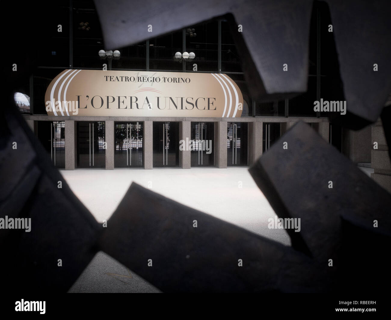 Entrance of the opera unsice Thearte in Turin, Italy, Teatro Regio ...