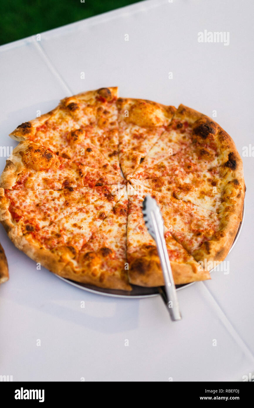 top down shot of a pizza for a dinner Stock Photo - Alamy