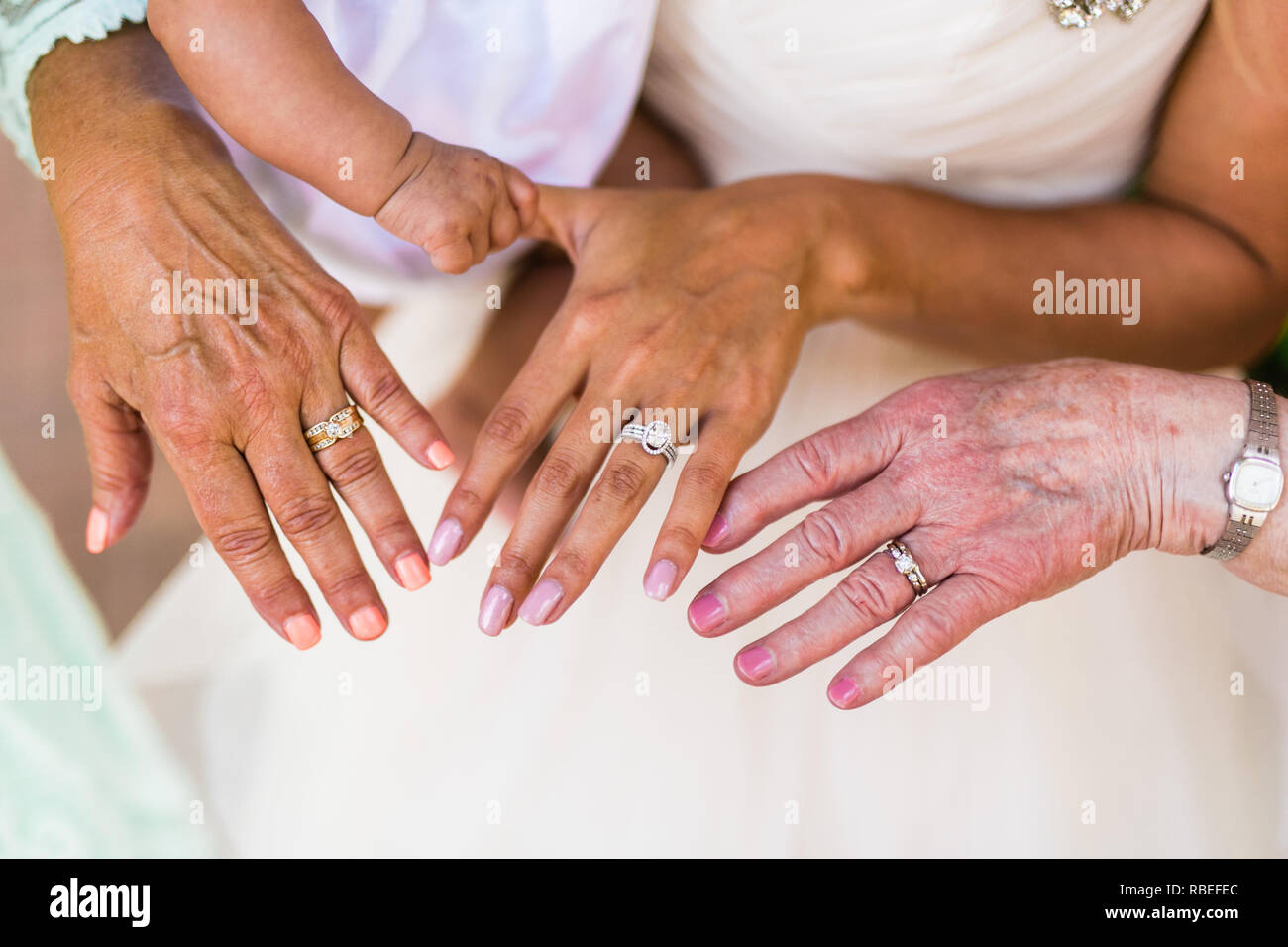 generational hands holding out rings Stock Photo - Alamy
