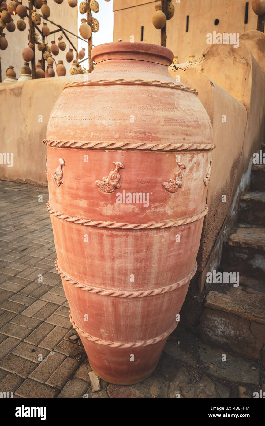 Traditional handicraft pots in Nizwa, the ancient capital of Oman Stock ...