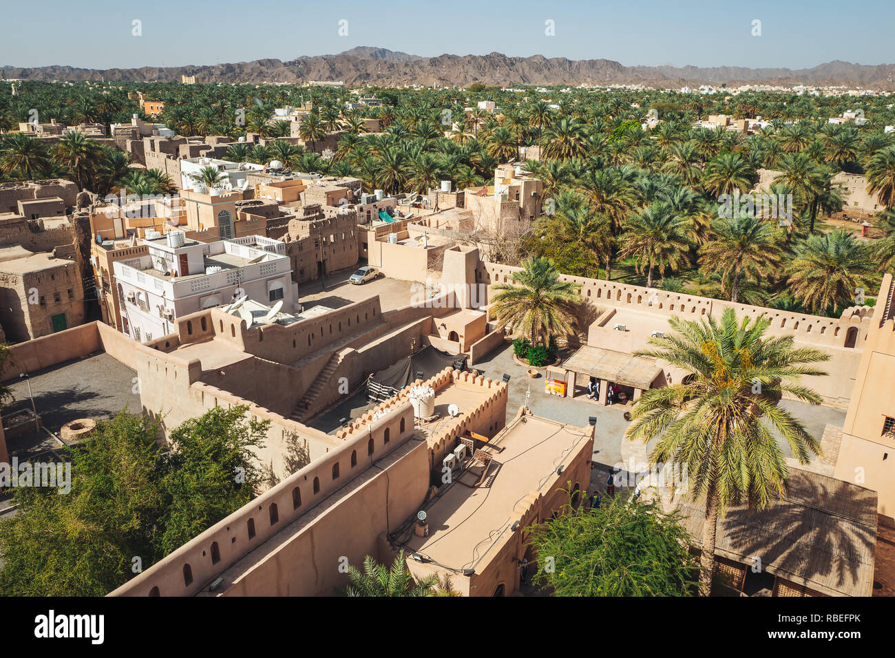The historic fortress in the city of Nizwa, Oman Stock Photo - Alamy