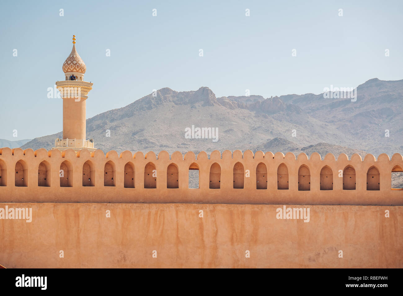 The historic fortress in the city of Nizwa, Oman Stock Photo - Alamy