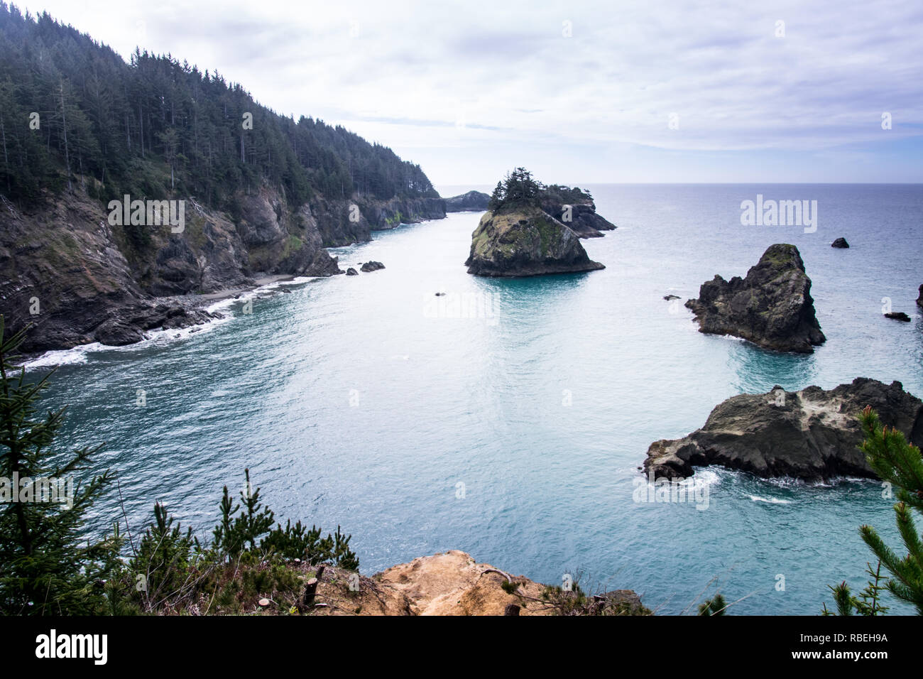 Lovely view of the haystack rocks, ocean and sky off the Southern ...