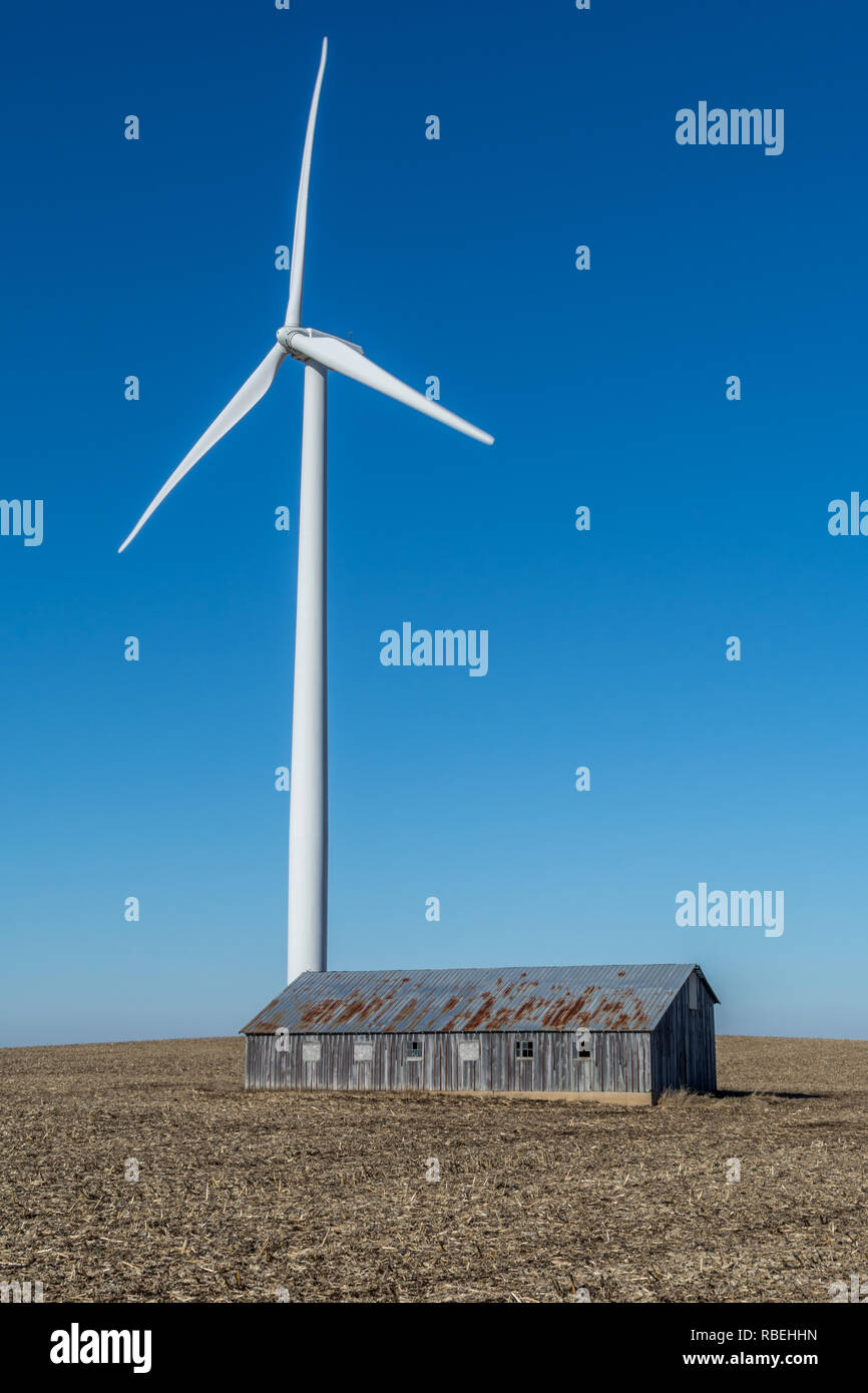 isolated wind turbine and rural farm shack Stock Photo - Alamy