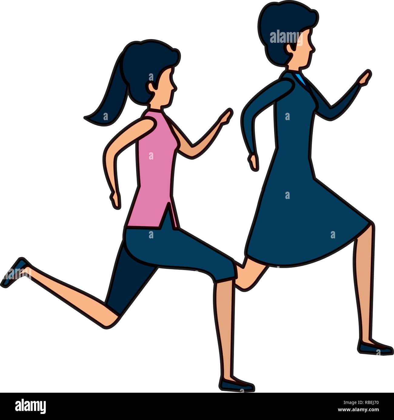 couple businesswomen running characters Stock Vector Image & Art - Alamy