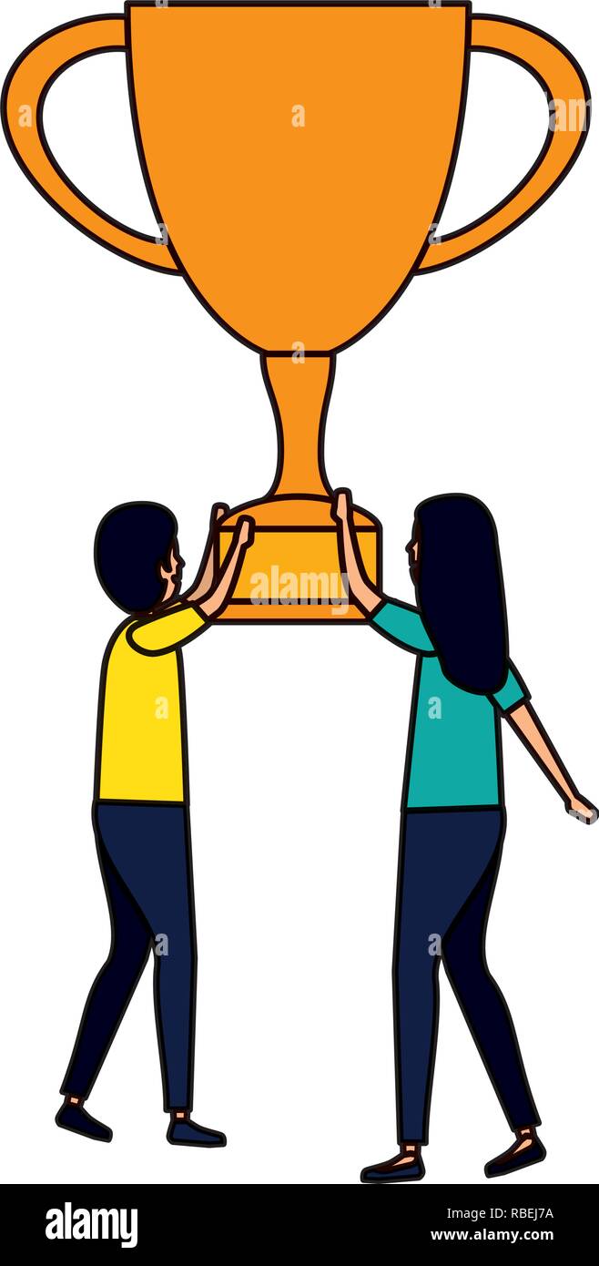 business couple lifting trophy cup Stock Vector Image & Art - Alamy