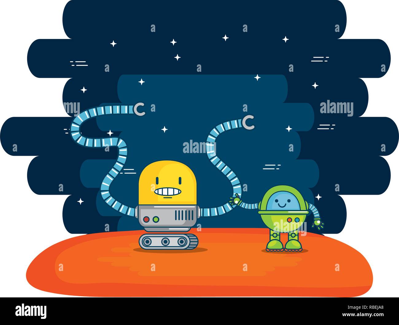 couple of cute robots with universe background Stock Vector Image & Art ...