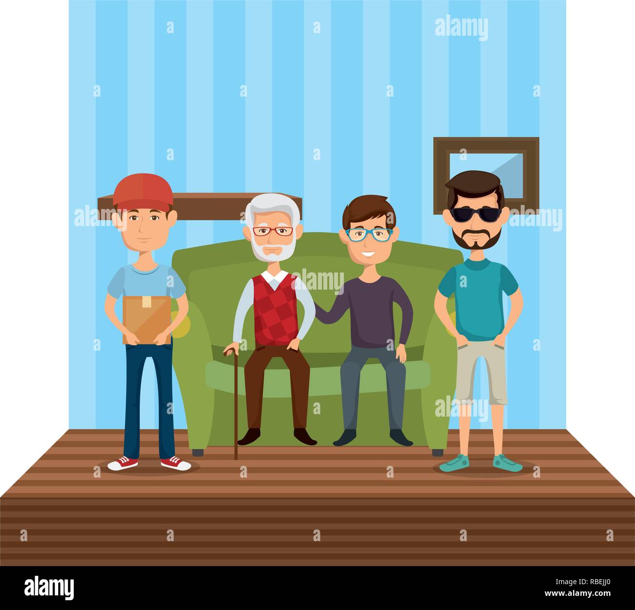 group of men in the livingroom Stock Vector Image & Art - Alamy