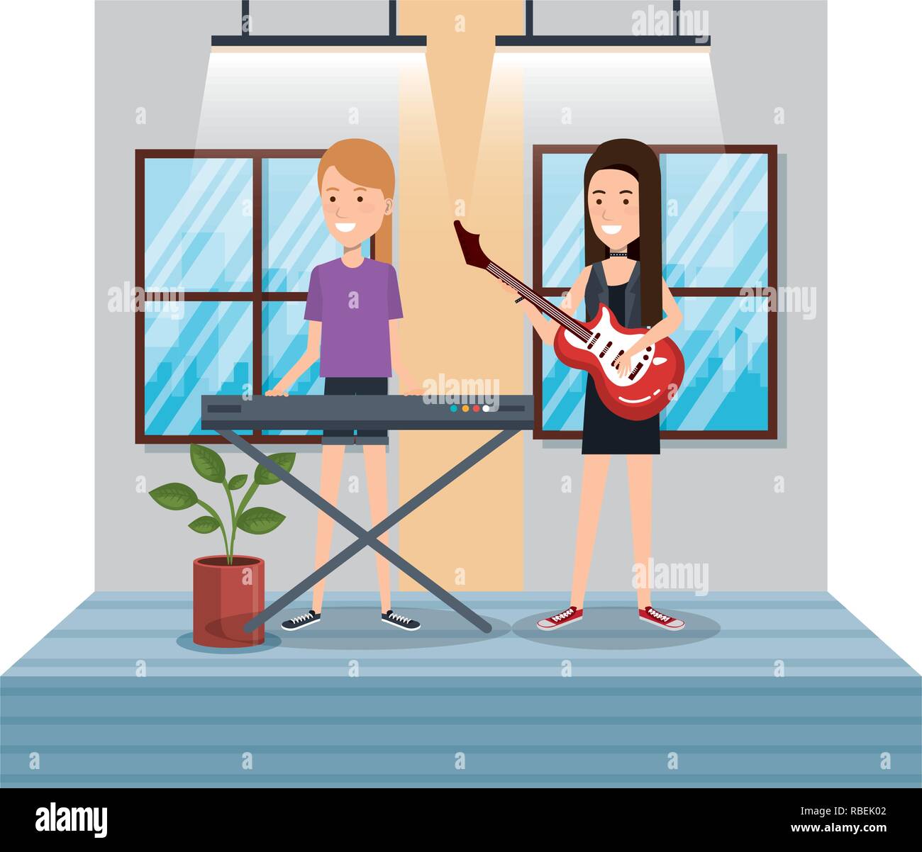 Girls guitar Stock Vector Images - Alamy