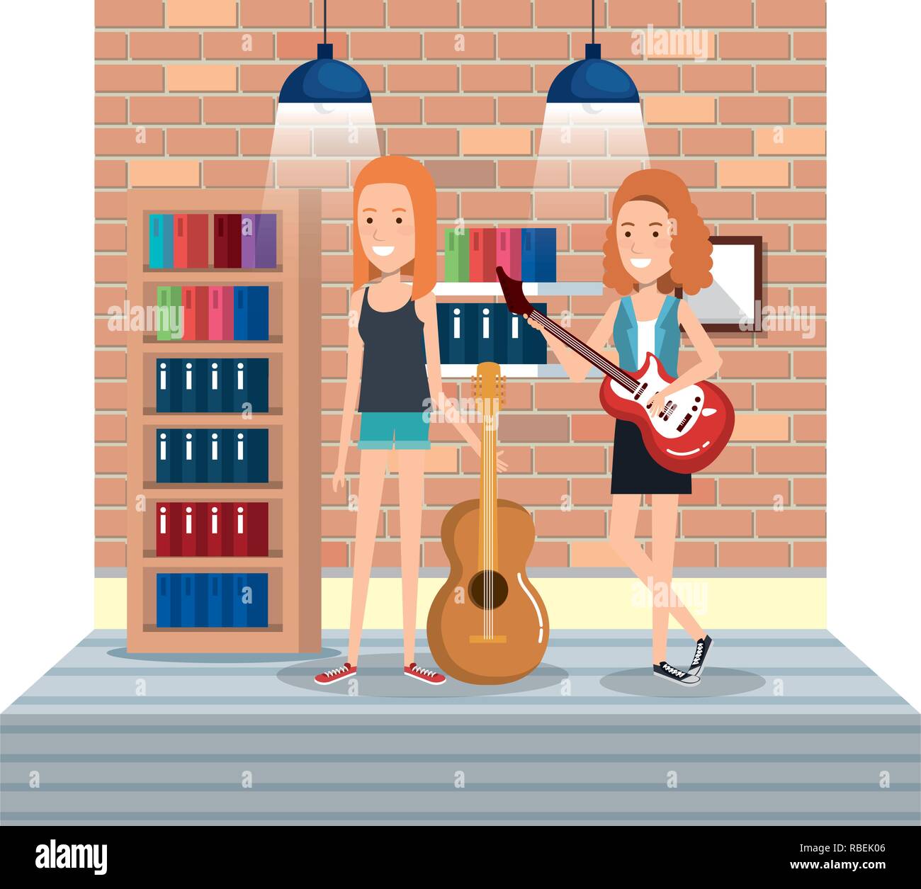 Women playing musical instrument in art Stock Vector Images - Alamy