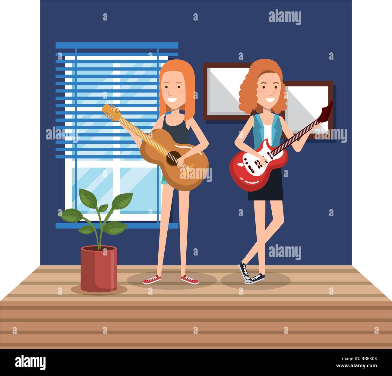 Women playing musical instrument in art Stock Vector Images - Alamy