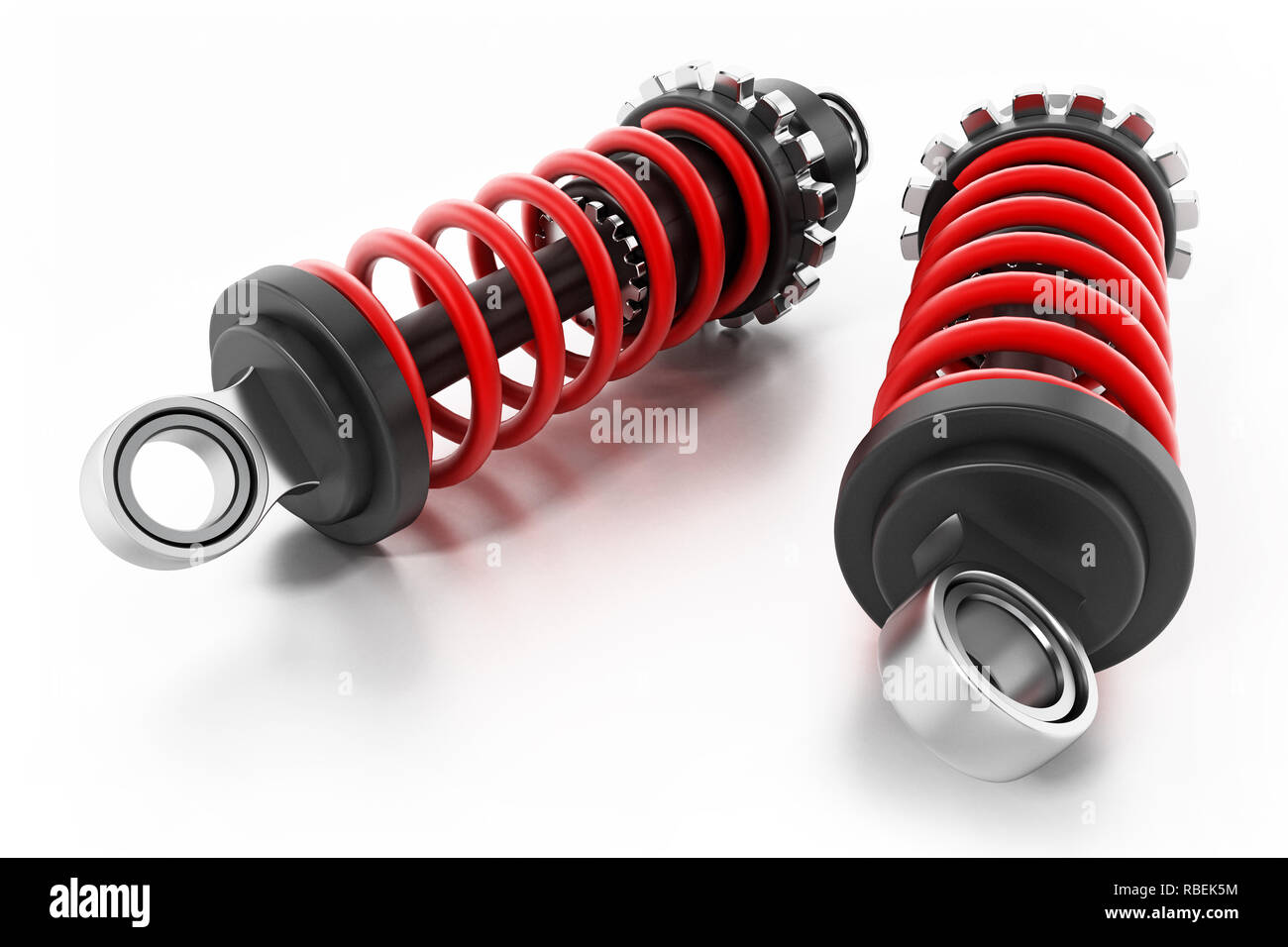 Shock absorbers isolated on white background. 3D illustration Stock ...