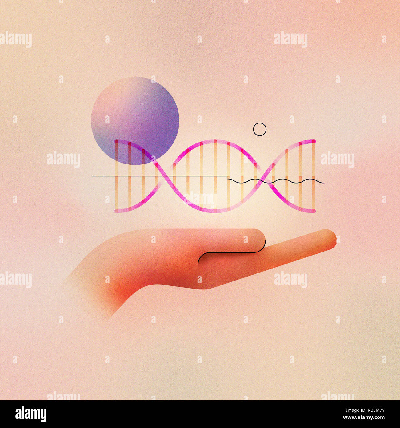 Digital illustration of genetic engineering concept and gene editing. A ...