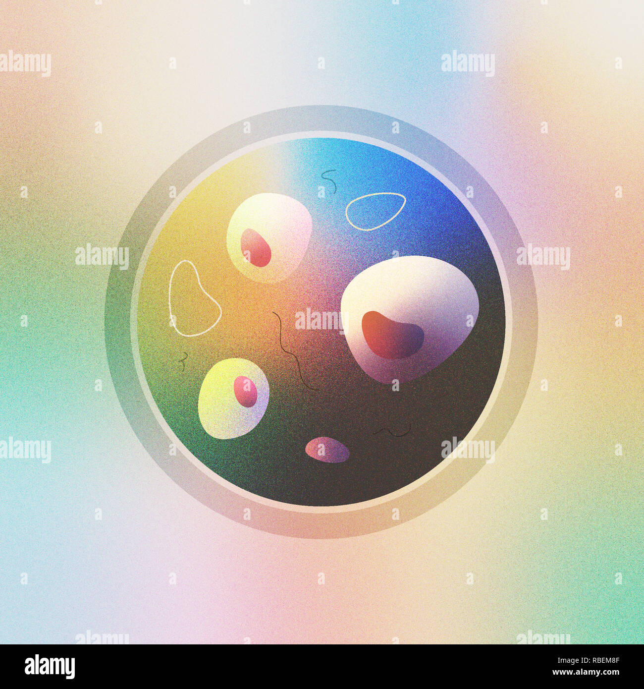Digital illustration of the petri dish with microorganism culture, the ...