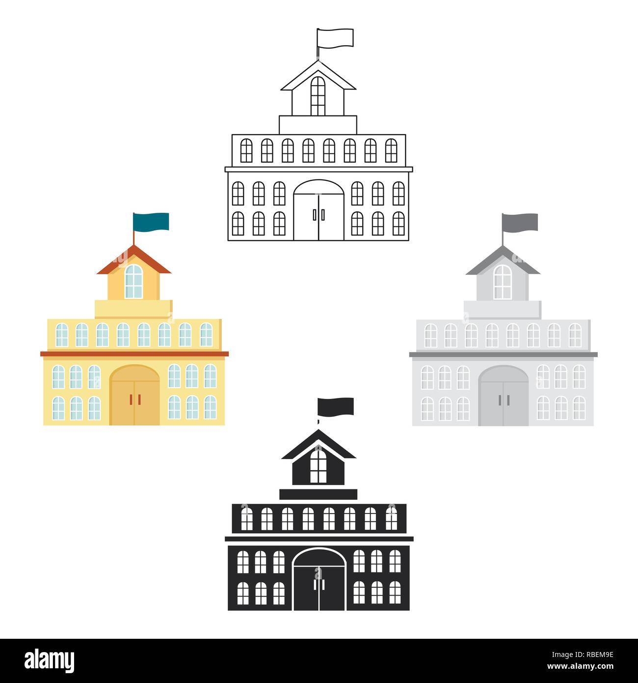 Government icon cartoon. Single building icon from the big city ...