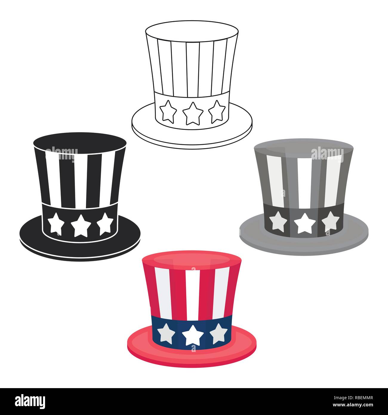 Uncle Sam's hat icon in cartoon style isolated on white background ...