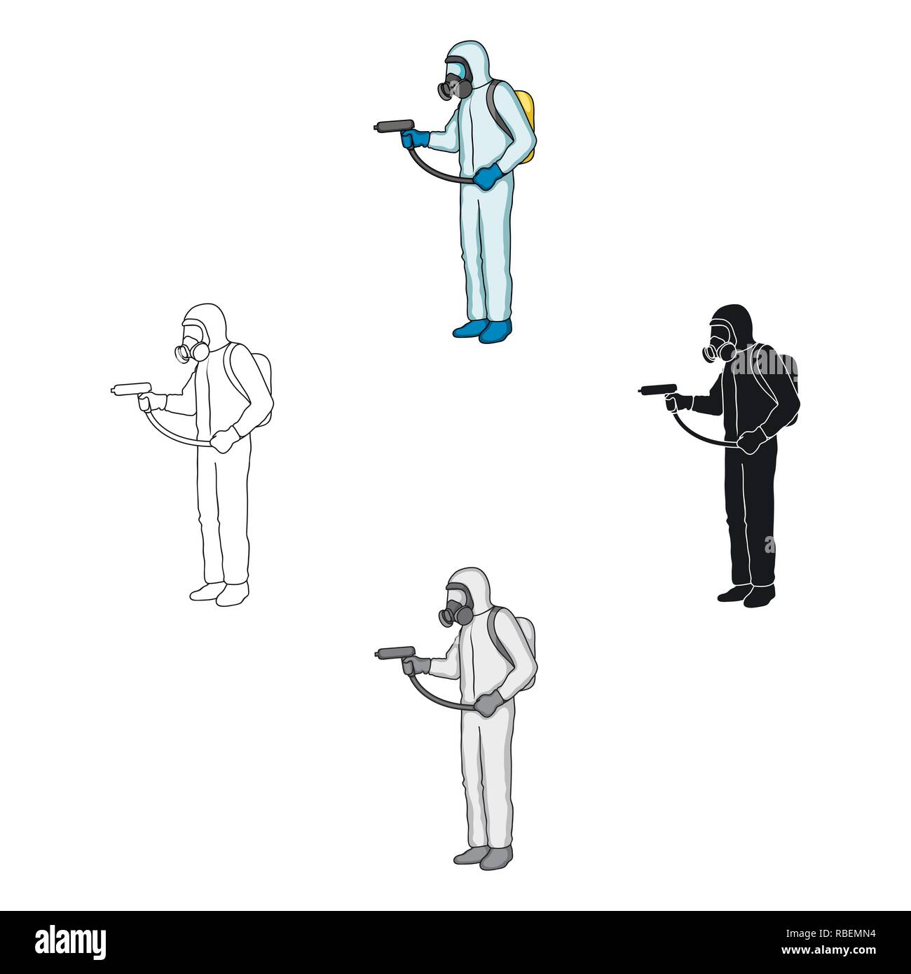 Staff in overalls single icon in cartoon,black,outline,monochrome style ...