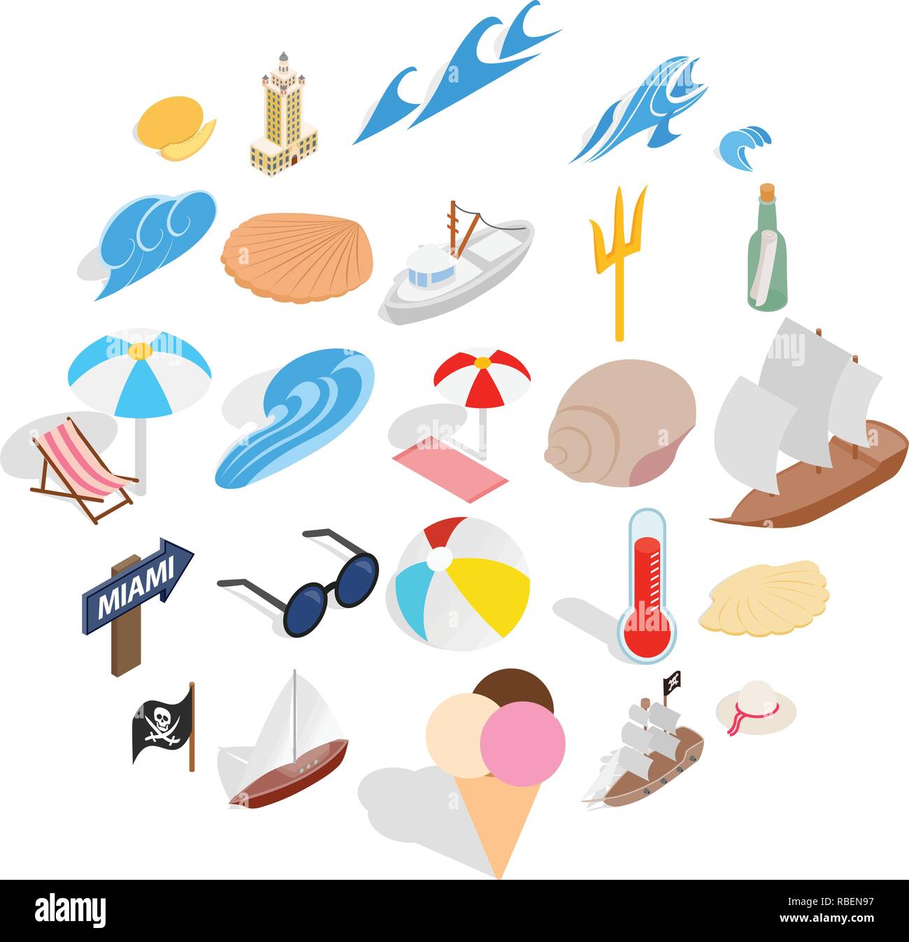 Plage icons set, isometric style Stock Vector Image & Art - Alamy