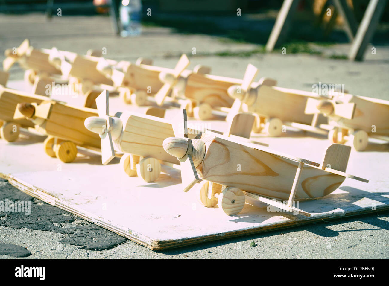 Wooden small toy planes Stock Photo - Alamy