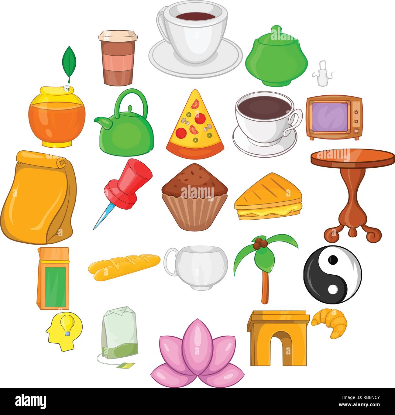 Coffee colored icons set, cartoon style Stock Vector Image & Art - Alamy