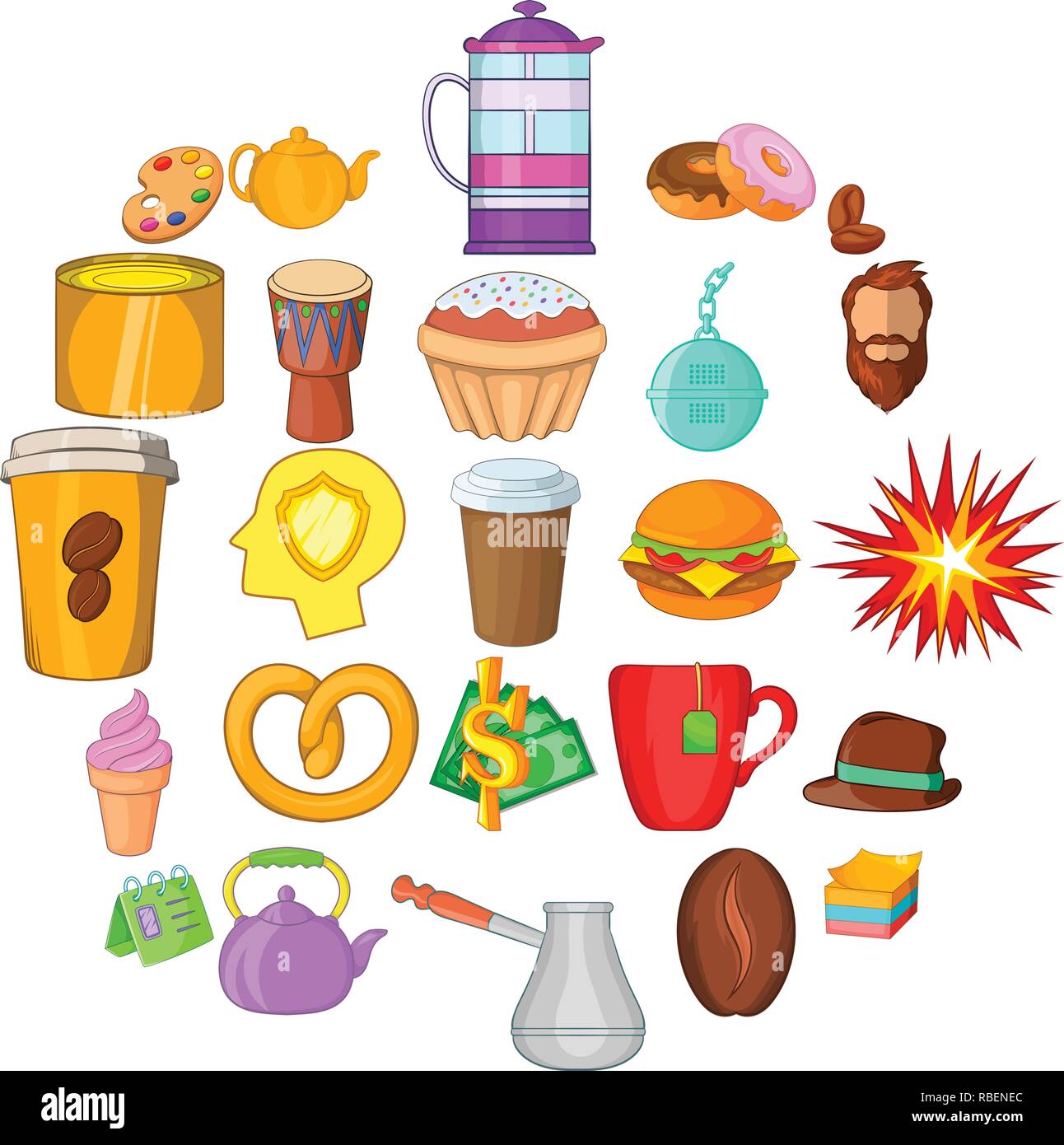 Collecting coffee icons set, cartoon style Stock Vector Image & Art - Alamy
