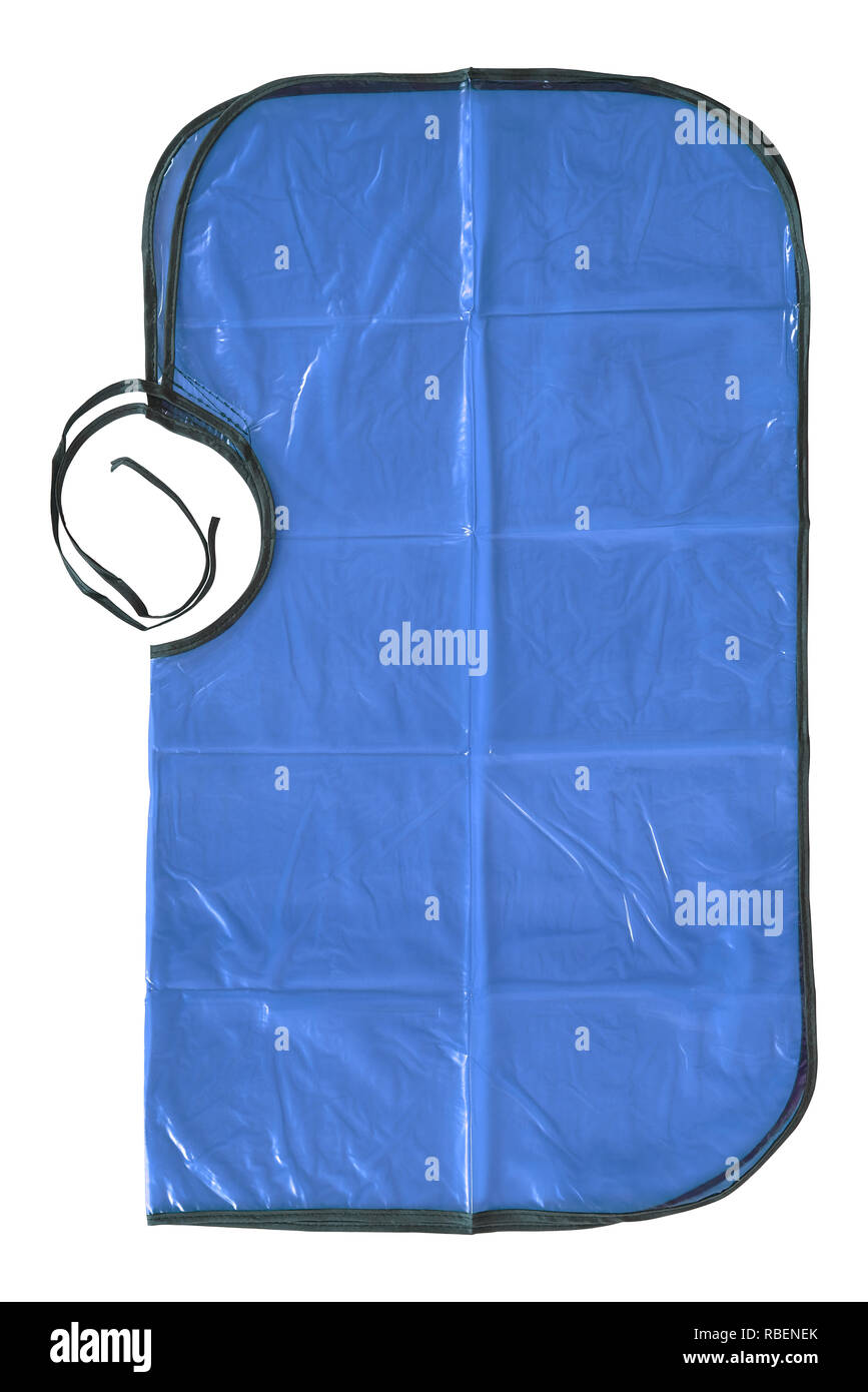 Folded blue hair dyeing waterproof cape, isolated on transparent or ...