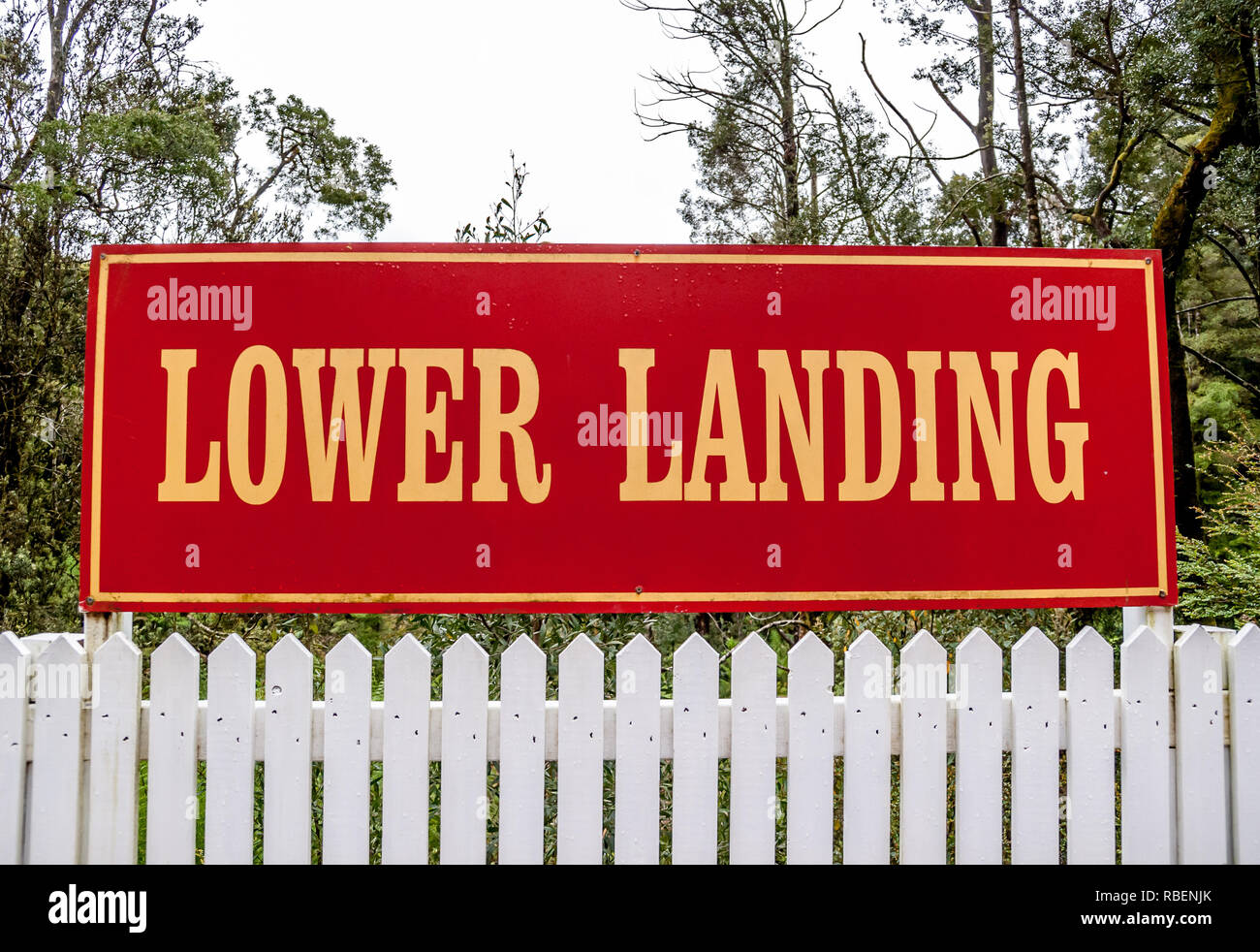 Lower Landing station signage Stock Photo - Alamy