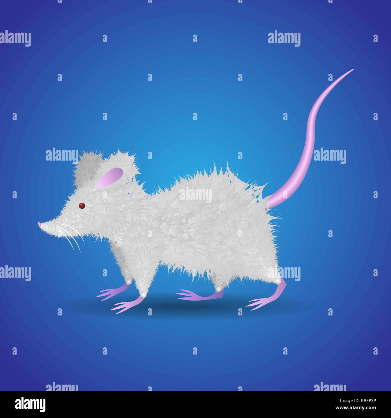 Cute Funny Cartoon Fluffy white Rat vector illustration 10 eps Stock ...