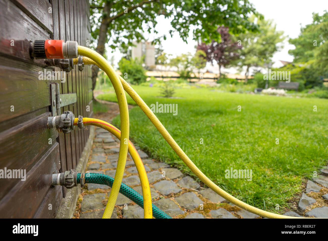 garden, pump, water connections Stock Photo - Alamy
