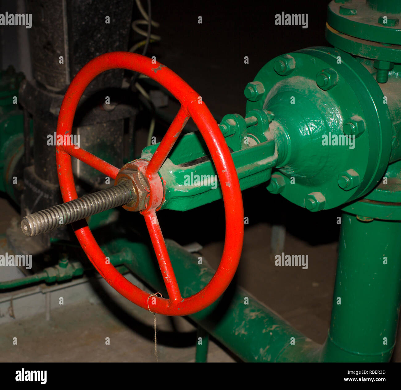 Valves at the power plant. Shooting in the production shop Stock Photo ...