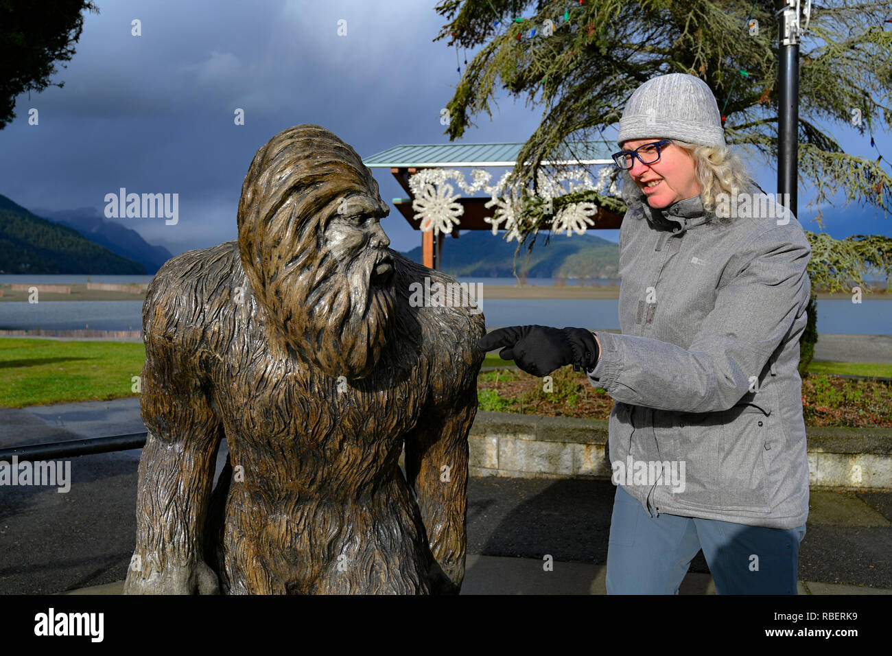 Carved wooden Sasquatch, Harrison Hot Springs, British Columbia, Canada ...