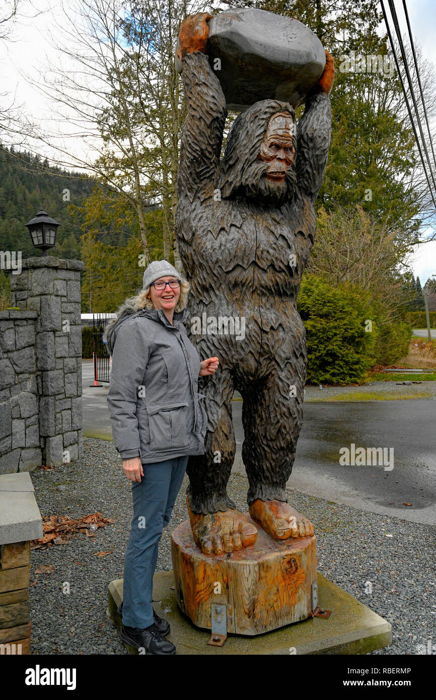 Carved wooden Sasquatch, Harrison Hot Springs, British Columbia, Canada ...