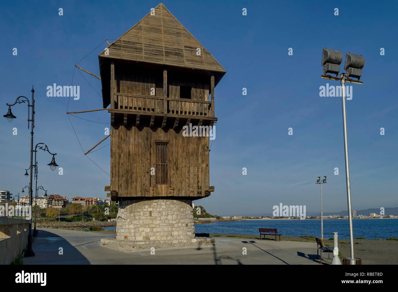 Old Windmill by insthmus to old Nessebar Bulgaria. The windmill is ...
