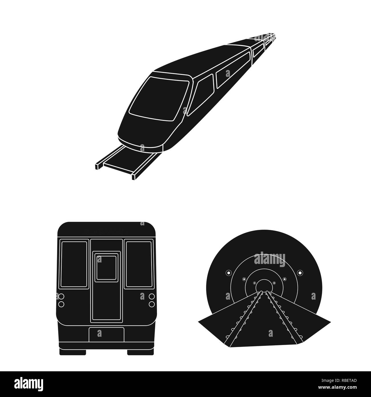 Vector illustration of railroad and train symbol. Collection of ...