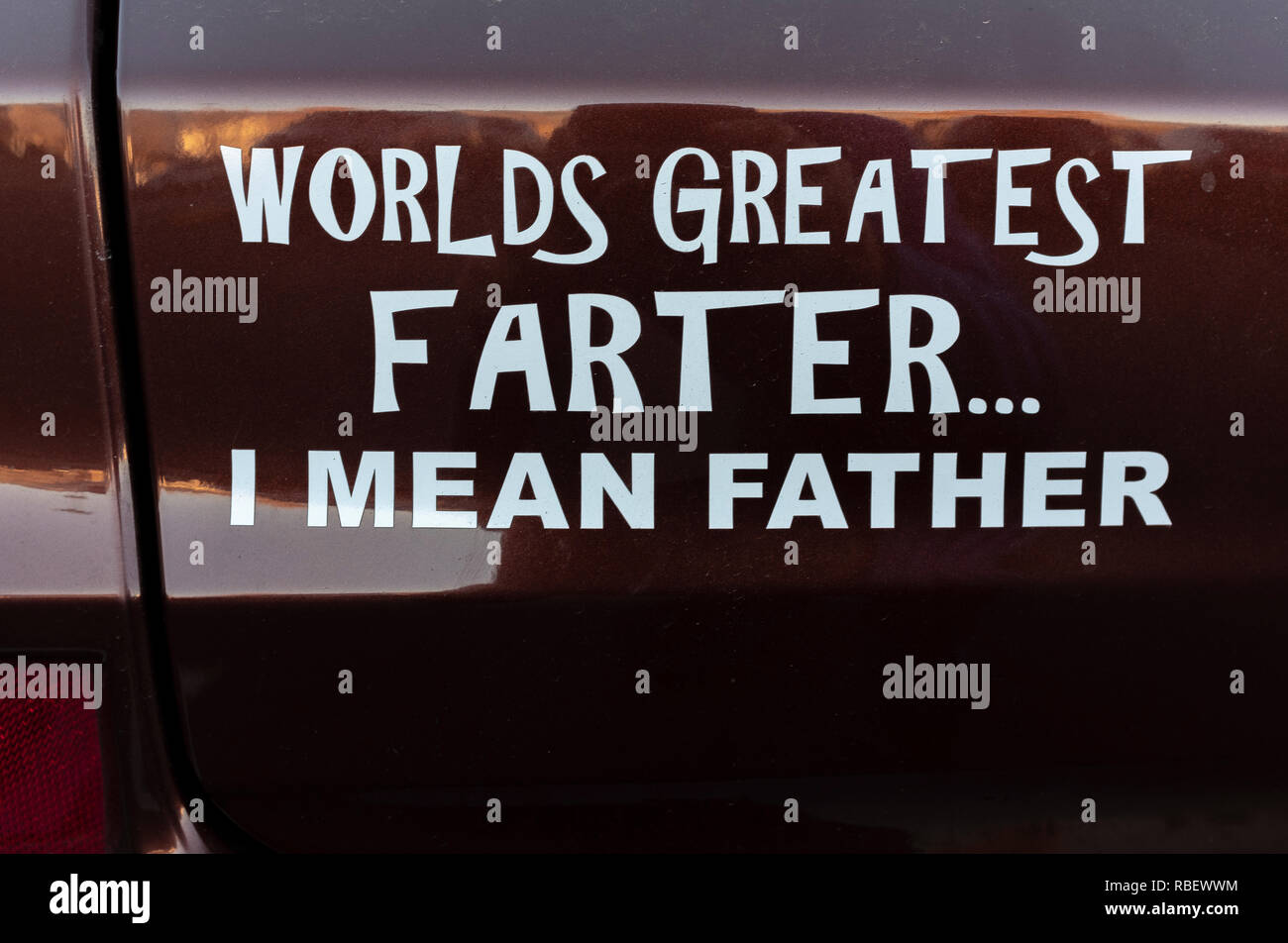 bumper sticker message: "World's Greatest Farter..I Mean Father Stock ...
