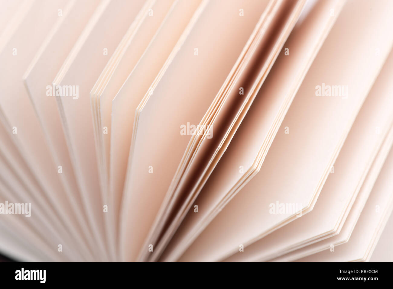 Open empty white book. Closeup of several pages from a book, view from ...
