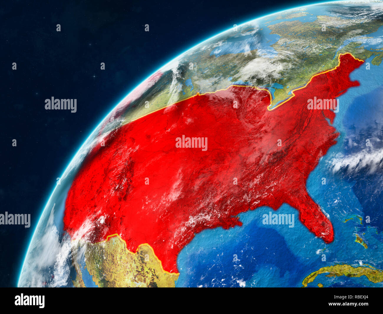United states on map highlighted hi-res stock photography and images ...