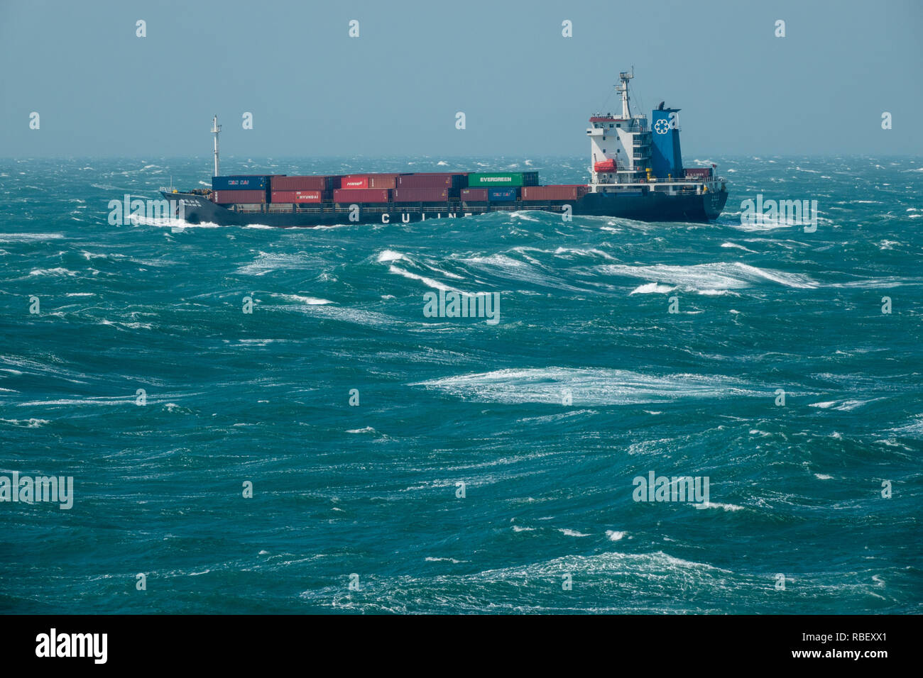Container ship stormy sea hi-res stock photography and images - Alamy