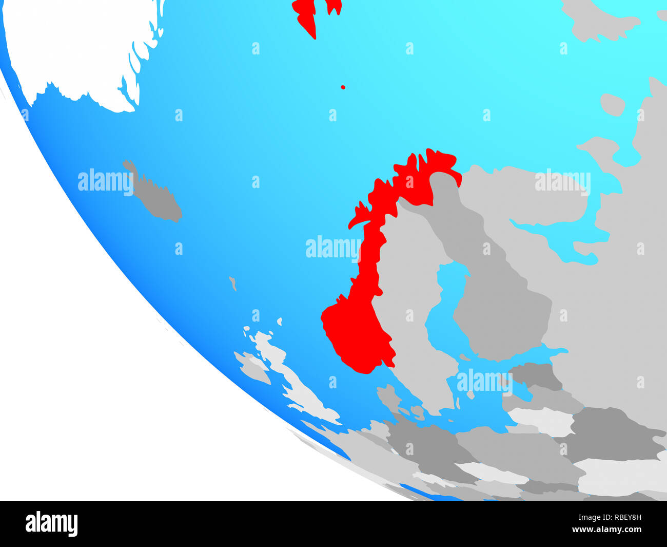 Norway on simple globe. 3D illustration Stock Photo - Alamy