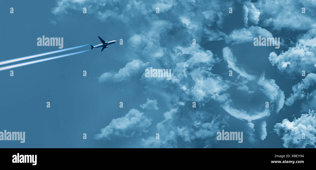 Clouds in the sky form a dollar sign as an airliner flies by in an ...