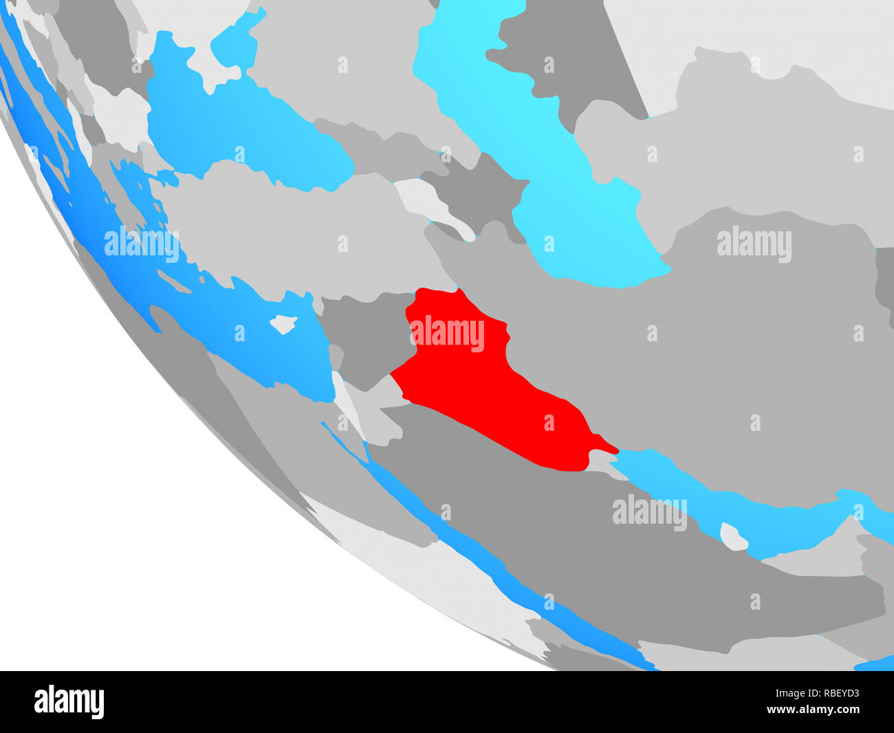 Iraq on simple globe. 3D illustration Stock Photo - Alamy